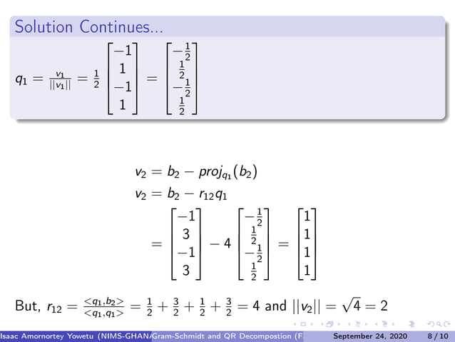 Gram Schmidt And Qr Decomposition Factorization Of Matrices Pdf Computing Technology