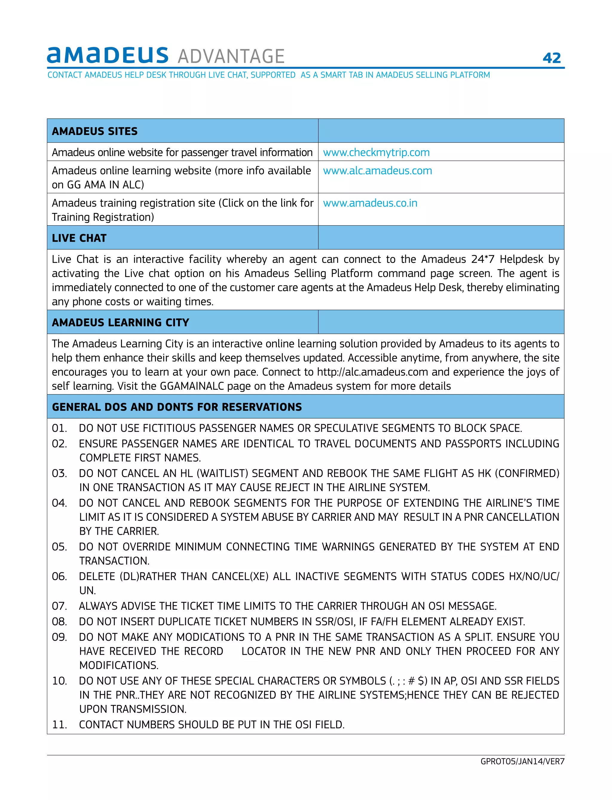 Amadeus Quick Reference Guide | PDF
