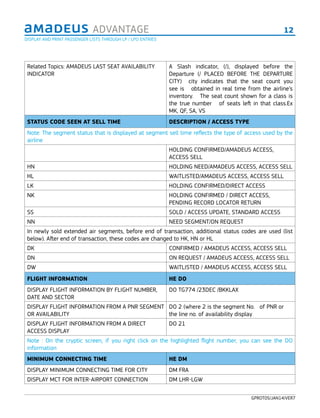 Amadeus Quick Reference Guide | PDF