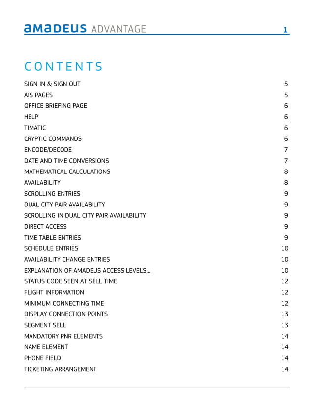 Amadeus Quick Reference Guide | PDF