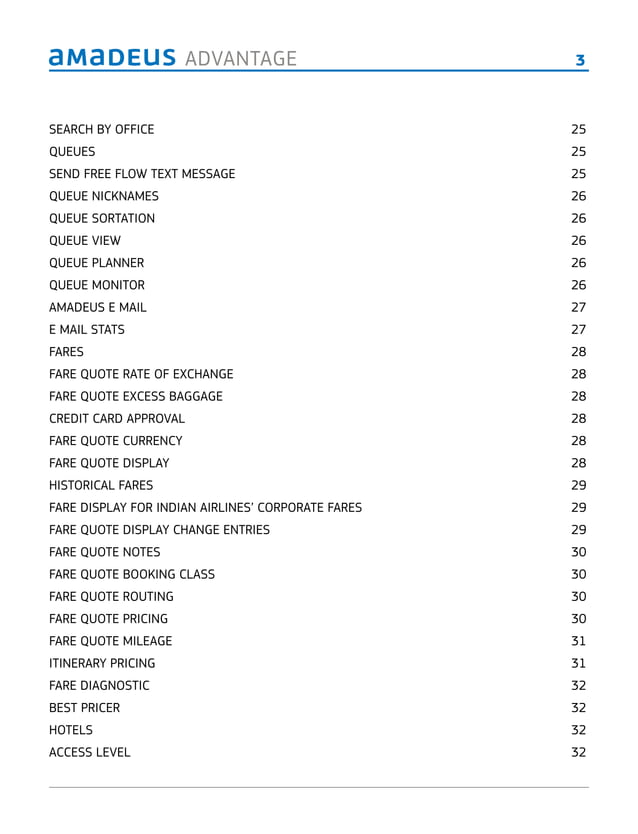 Amadeus Quick Reference Guide