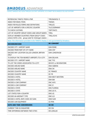Amadeus Quick Reference Guide | PDF
