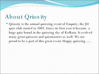 Qriosity 2007 - In memory of Subhankar Nag | PPT