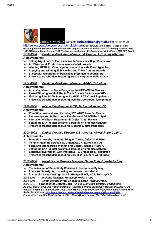 Chris Simon CV | PDF