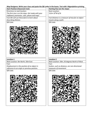 Qr Orienteering: Map and QR Codes | DOCX