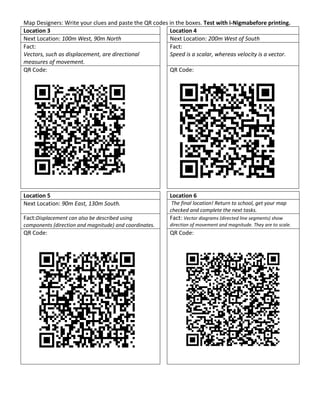 Qr Orienteering: Map and QR Codes | DOCX