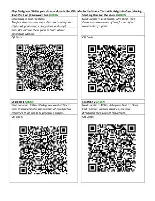 Qr Orienteering: Map and QR Codes | DOCX