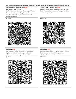 Qr Orienteering: Map and QR Codes | DOCX