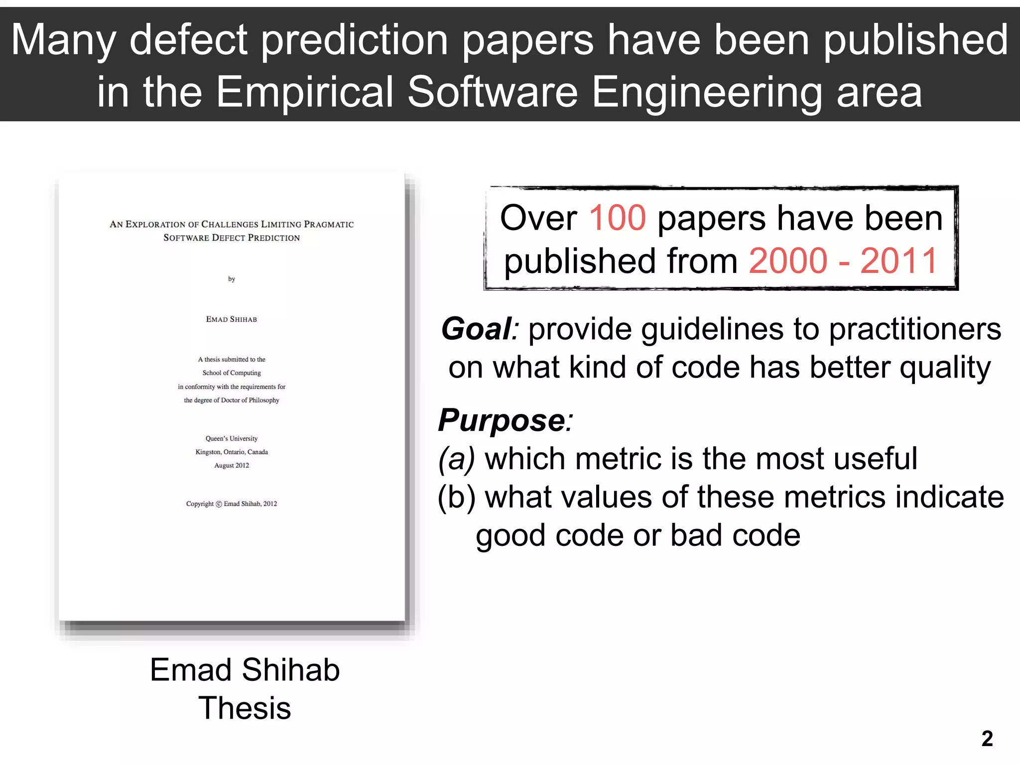 Threshold for Size and Complexity Metrics: A Case Study from the Perspective of Defect Density | PPT
