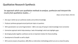 Qualitative Research Synthesis a short introduction | PPTX
