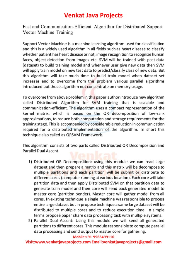 Qrsvm Fast And Communication Efficient Algorithm For Distributed Support Vector Machine