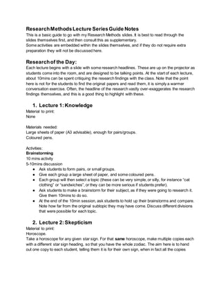 Research methods lectures notes | PDF