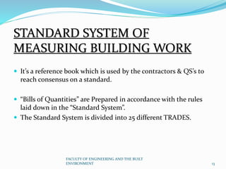 QUANTITY SURVEYING | PPTX