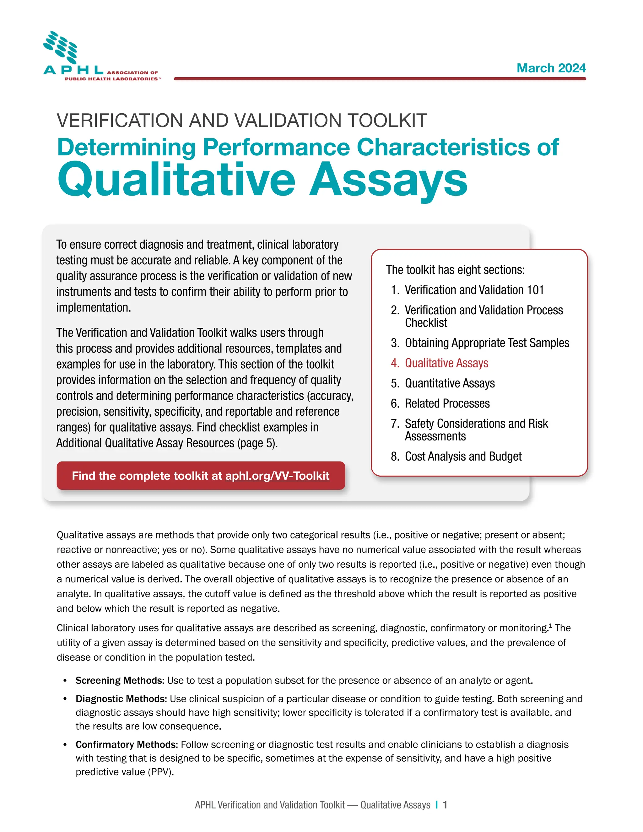 Verification And Validation Toolkit Determining Performance Characteristics Of Qualitative