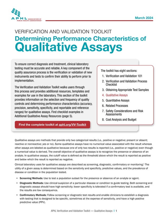 VERIFICATION AND VALIDATION TOOLKIT Determining Performance Characteristics of Qualitative ...
