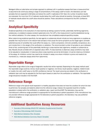 VERIFICATION AND VALIDATION TOOLKIT Determining Performance Characteristics of Qualitative ...