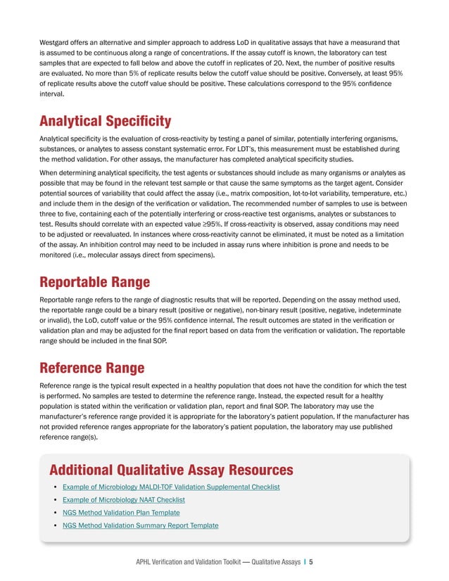 Verification And Validation Toolkit Determining Performance Characteristics Of Qualitative