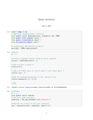 Qsam simulator in IBM Quantum Lab cloud | PDF