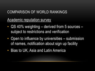QS and THE subject rankings compared.pptx
