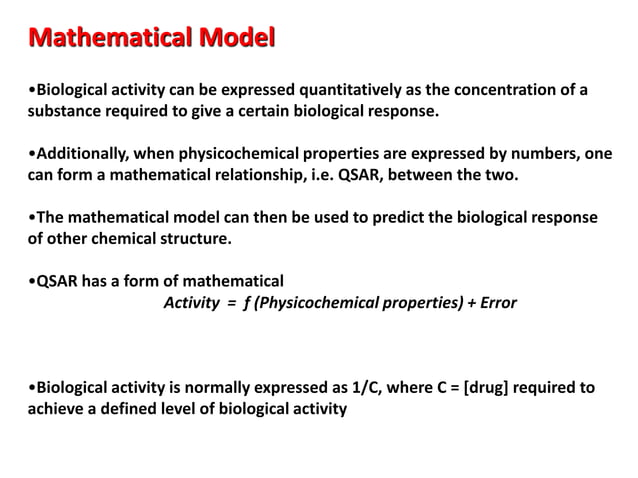QSAR (Quantitative Structural Activity Relationship) | PPT