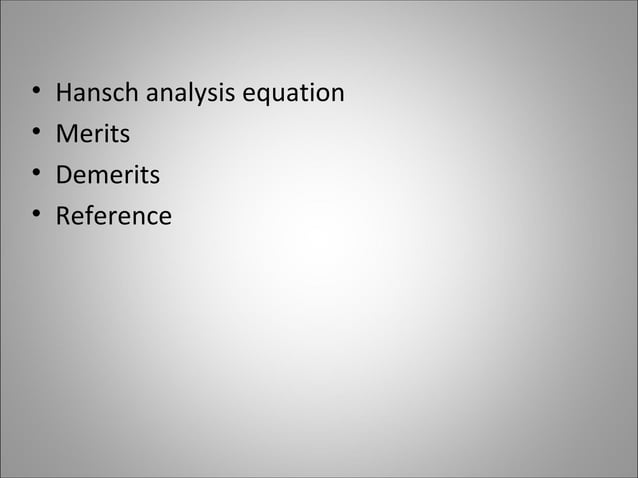 Qsar by hansch analysis | PPT | Chemistry | Science