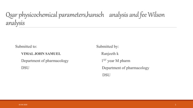 Qsar parameters by ranjeeth k | PPTX | Chemistry | Science