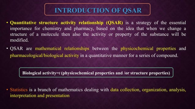 QSAR statistical methods for drug discovery(pharmacology m.pharm2nd sem ...