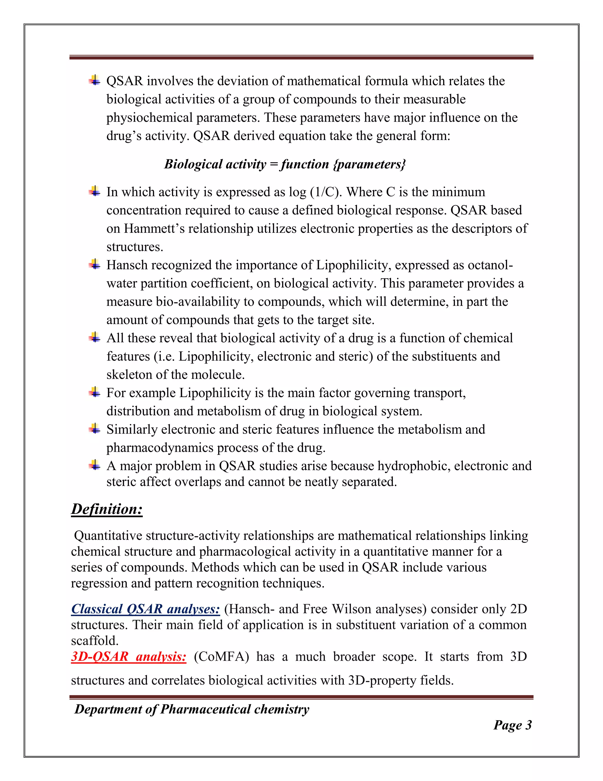Qsar studies | PDF