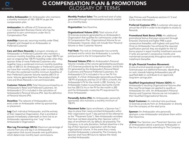 Q sciences compensation plan | PPT | Free Download