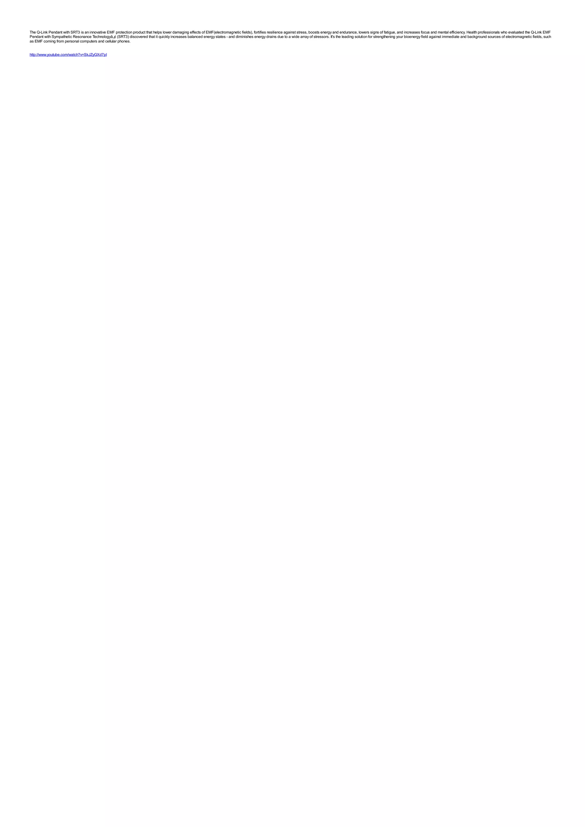 Q-link SRT3 EMF Protection | PDF | Medical Health