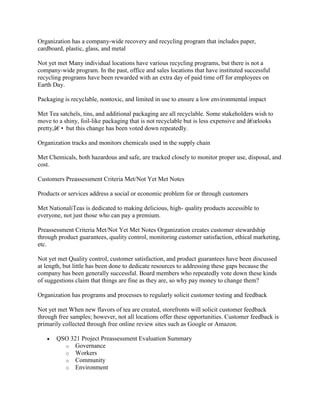 QSO 321 Project Preassessment Evaluation Summary Based on an evalu.docx
