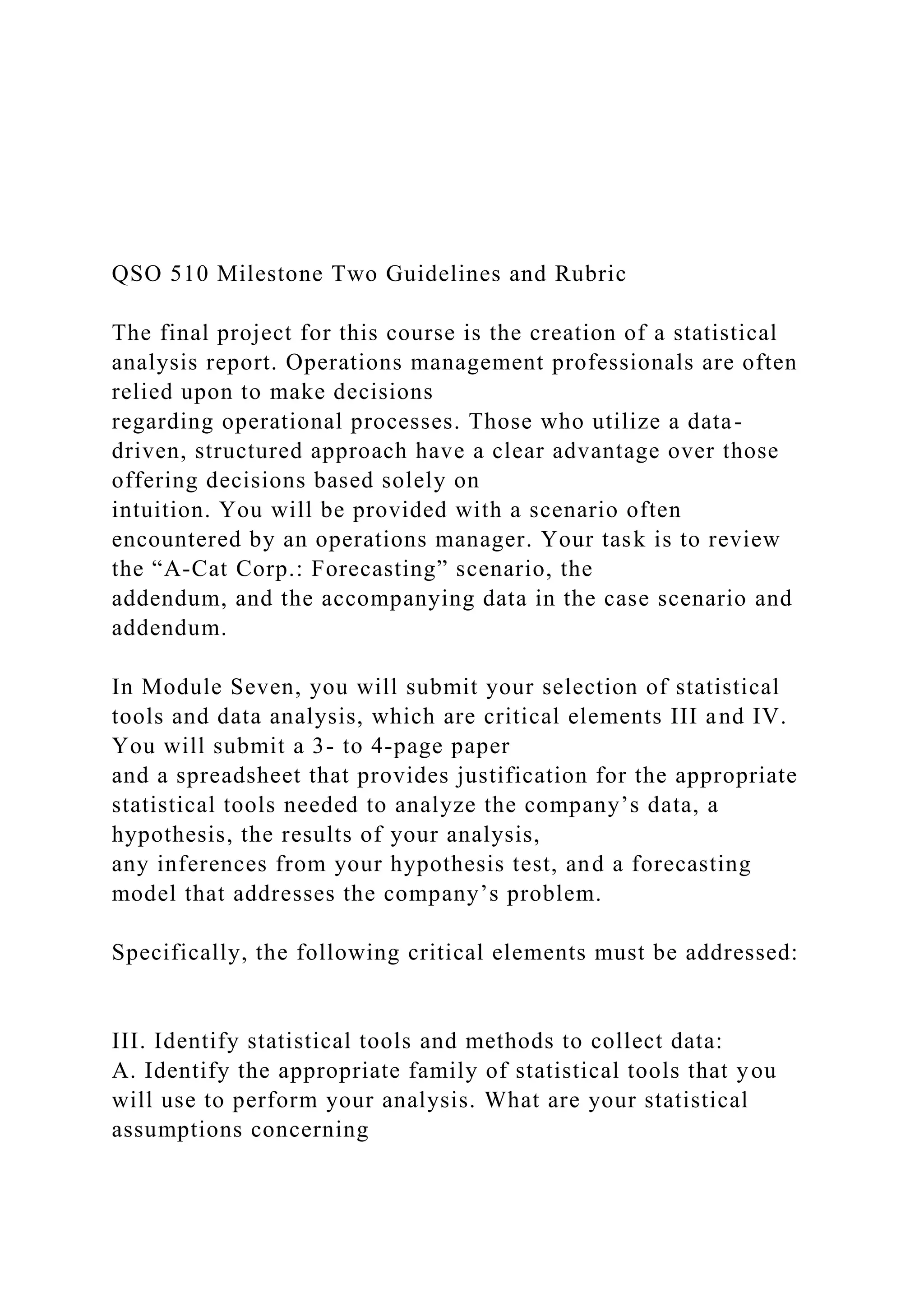 QSO 510 Milestone Two Guidelines and Rubric The final .docx