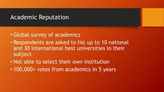 QS World University Rankings by Subject: Methodology | PPTX