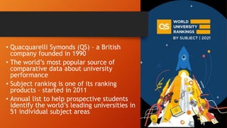 QS World University Rankings by Subject: Methodology | PPTX