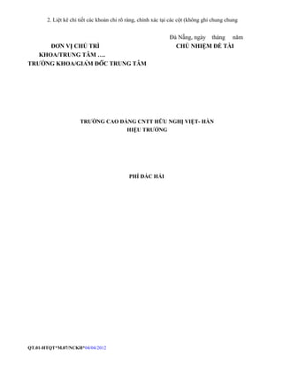 Qt.01 htqt.m.04 du toan chi tiet kinh phi | PDF