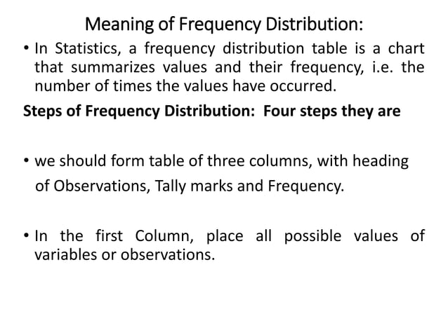 Frequency Distribution Table 1 | PPT