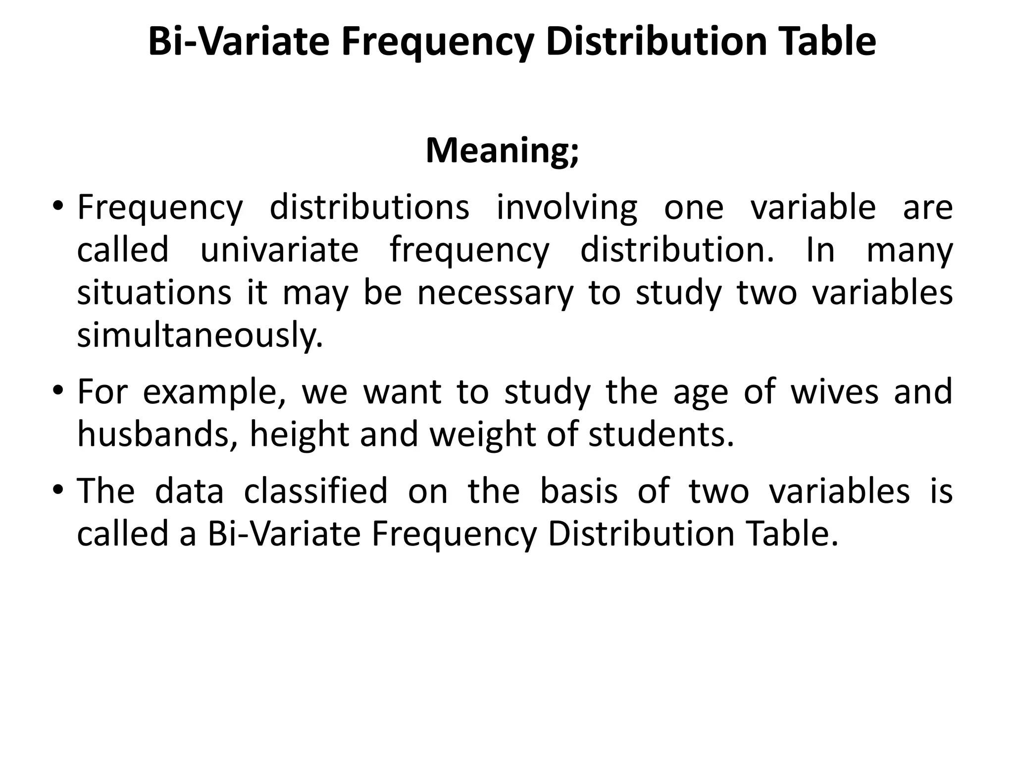 Bivariate Table 1 Pptx