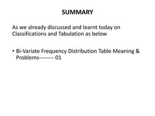 Bivariate table 1 | PPTX