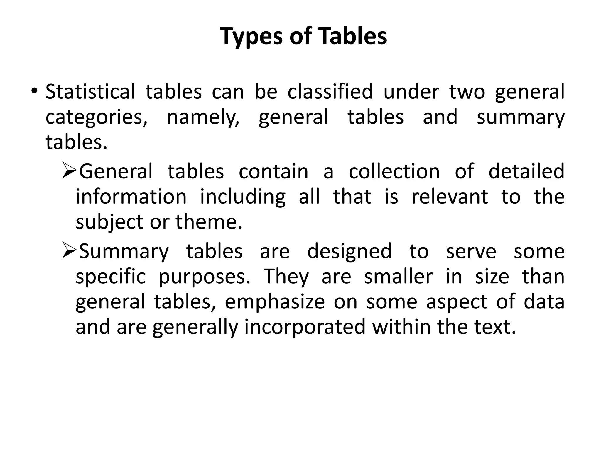 Types of table, Preparation of Blank table | PPTX