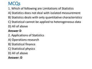 INTRODUCTION TO STATISTICS | PPTX