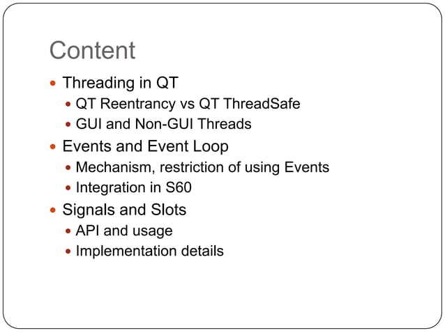 Qt Framework Events Signals Threads | PPT | Free Download