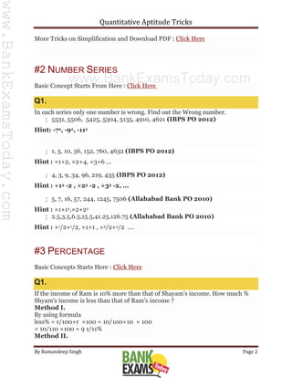 Quantitative Aptitude Shortcut tricks | PDF