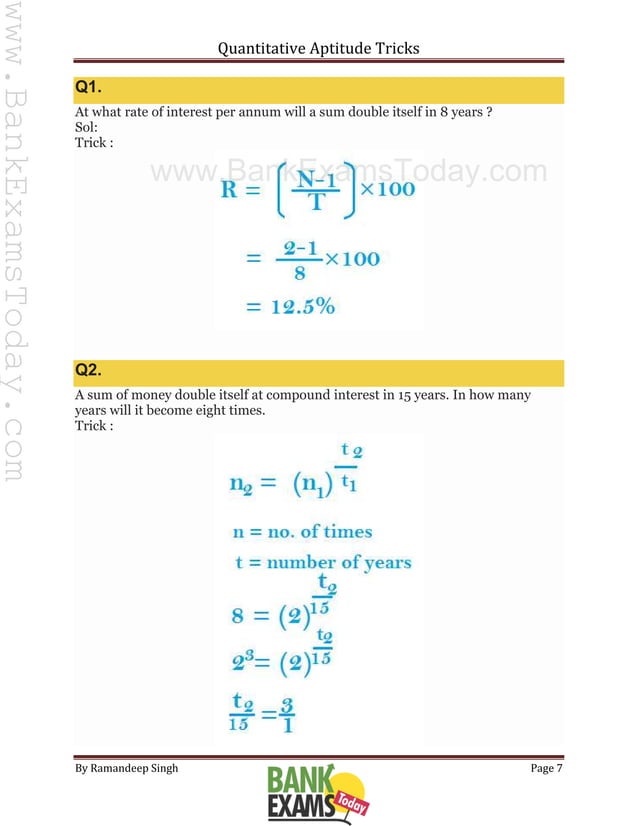 Quantitative Aptitude Shortcut tricks | PDF | Stocks and Bonds ...