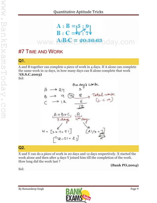 Quantitative Aptitude Shortcut tricks | PDF