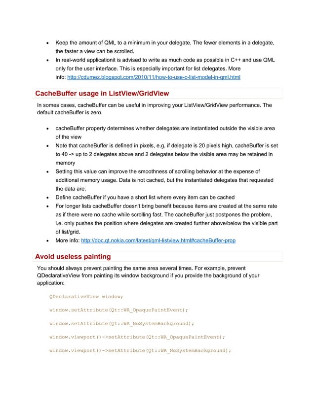 Qt and QML performance tips & tricks for Qt 4.7 | PDF | Web Development | Internet