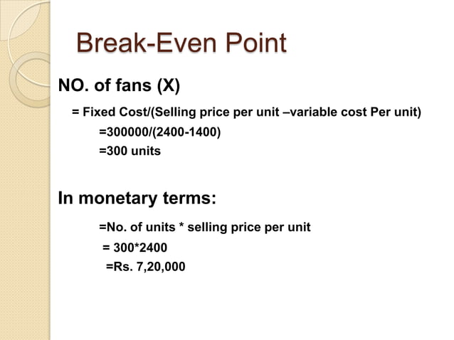 Break Even Point | PPTX | Sales | Business