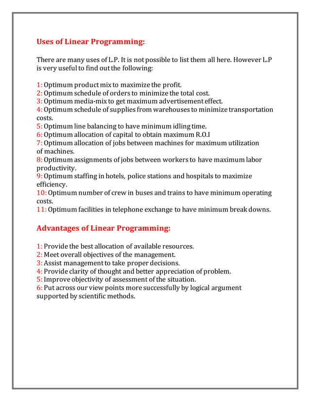Linear programming manufacturing application | DOCX Linear programming manufacturing application | DOCX