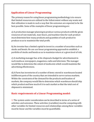 Linear programming manufacturing application | DOCX