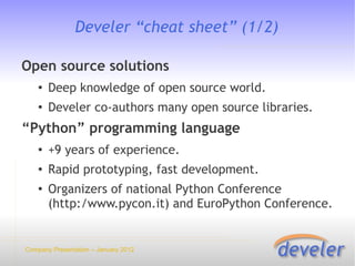 Develer offering for Qt | PPT