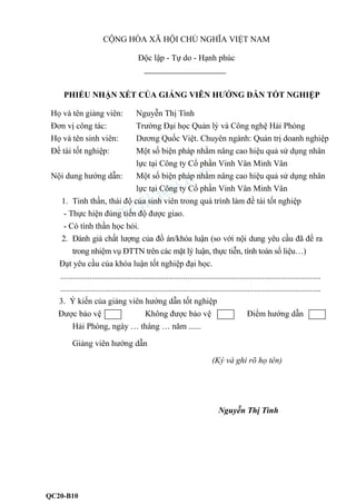 Khóa luận quản trị doanh nghiệp. | PDF